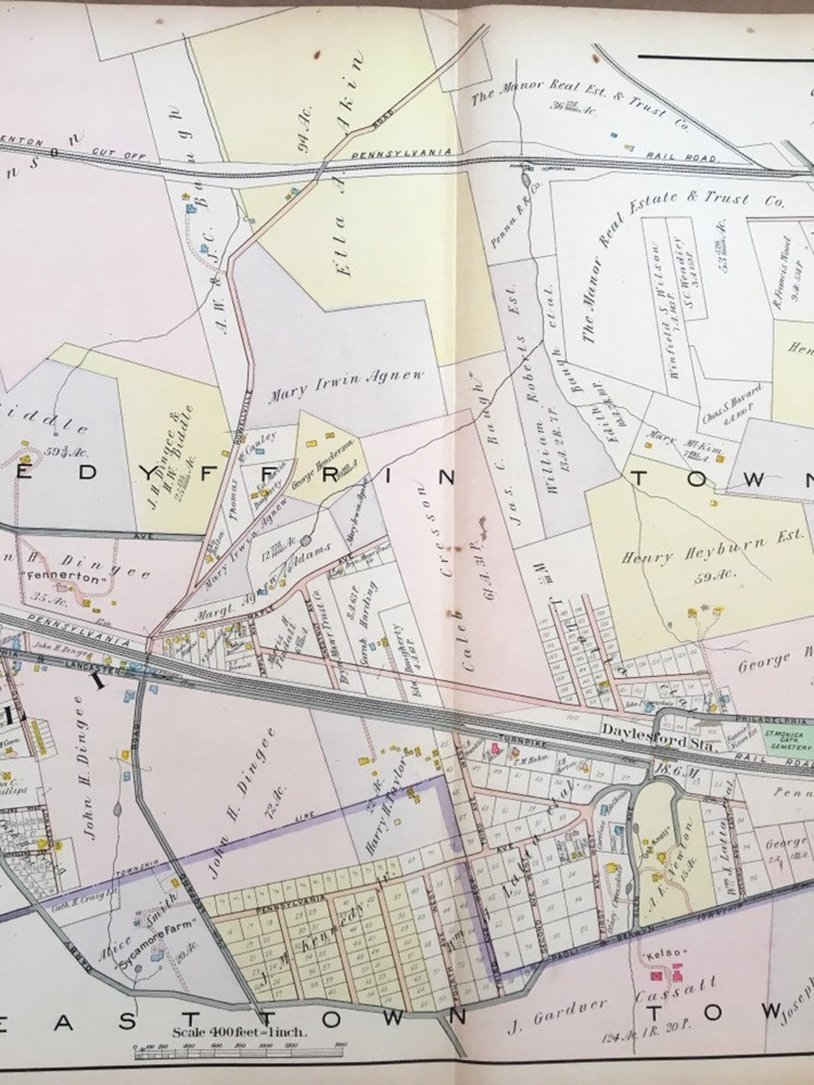 Paoli Map Original 1908 Main Line Atlas Tredyffrin Chester - Etsy