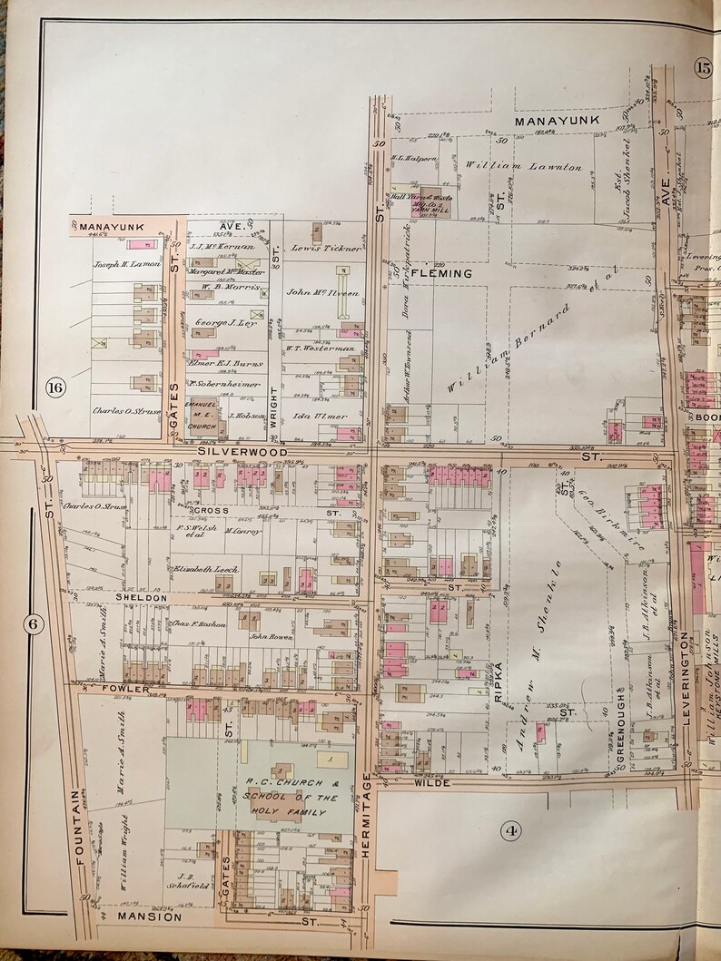 Manayunk Map, Original 1911 Ward 21 Atlas, Gorgas Park, Leverington - Etsy