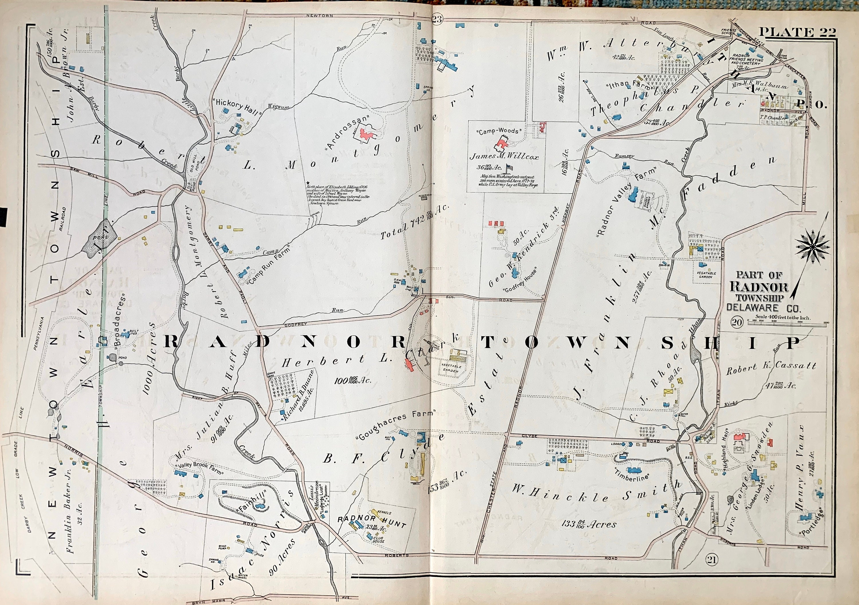 Radnor Map, Original 1926 Main Line Atlas, Ithan Map, Delaware County ...