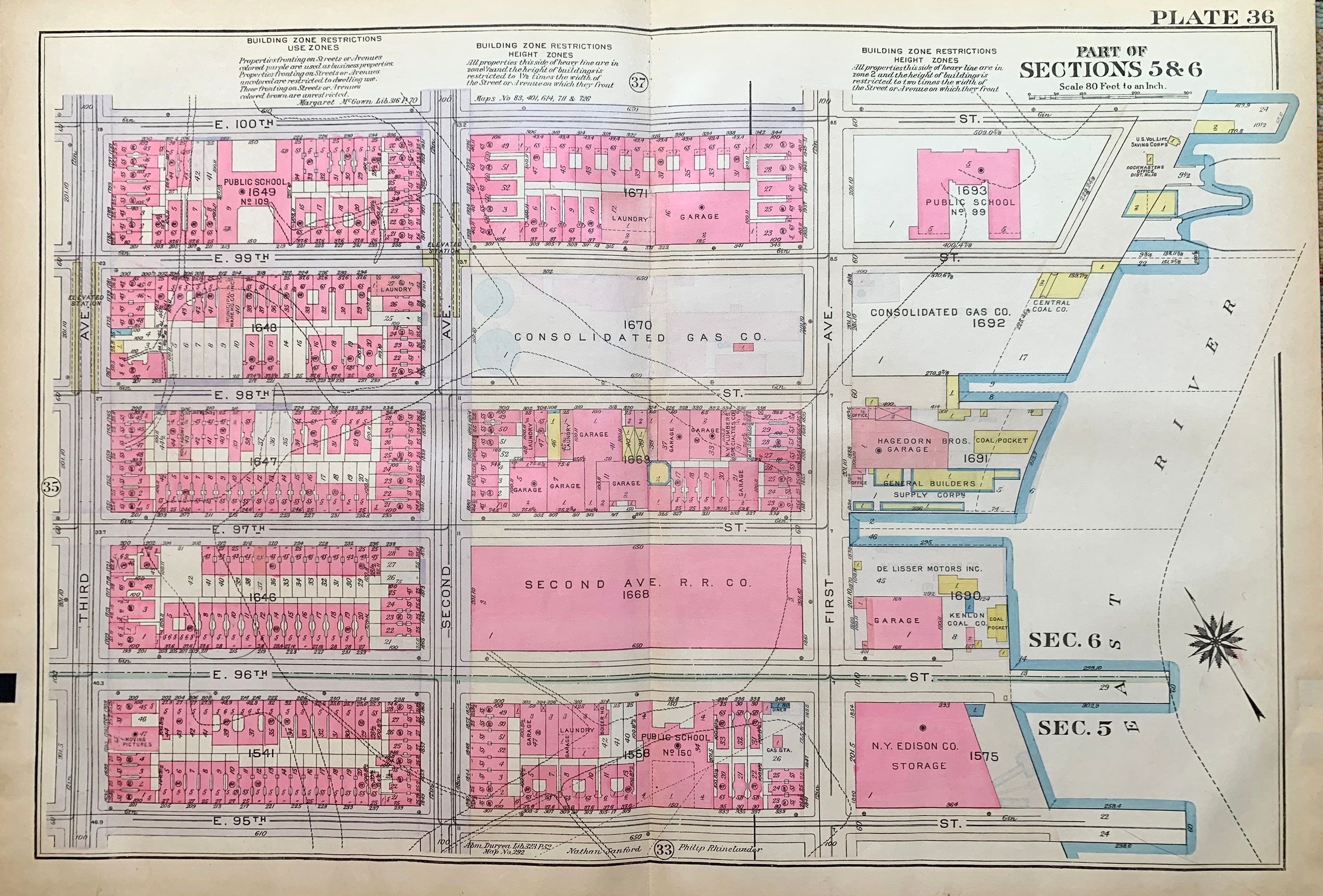Upper East Side Map, Original 1930 Manhattan Borough Atlas, Yorkville ...