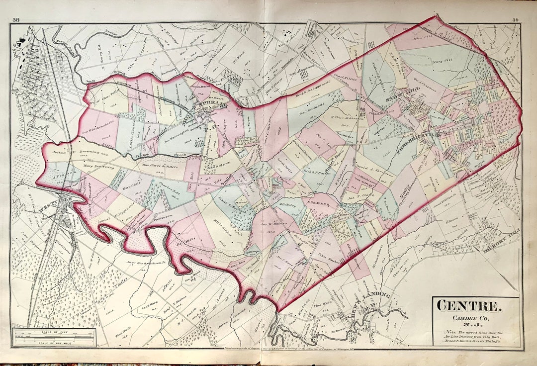 Camden County Map, Original 1877 Philadelphia and Environs Atlas ...