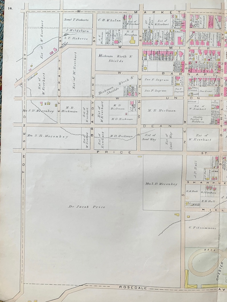 West Chester Pennsylvania Map, Original 1883 Chester County Farm Atlas ...