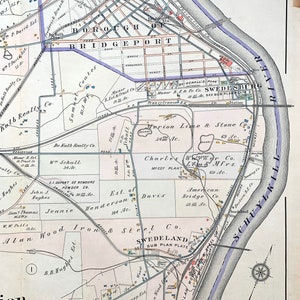 Upper Merion Township Map, Original 1912 Pennsylvania Main Line ...