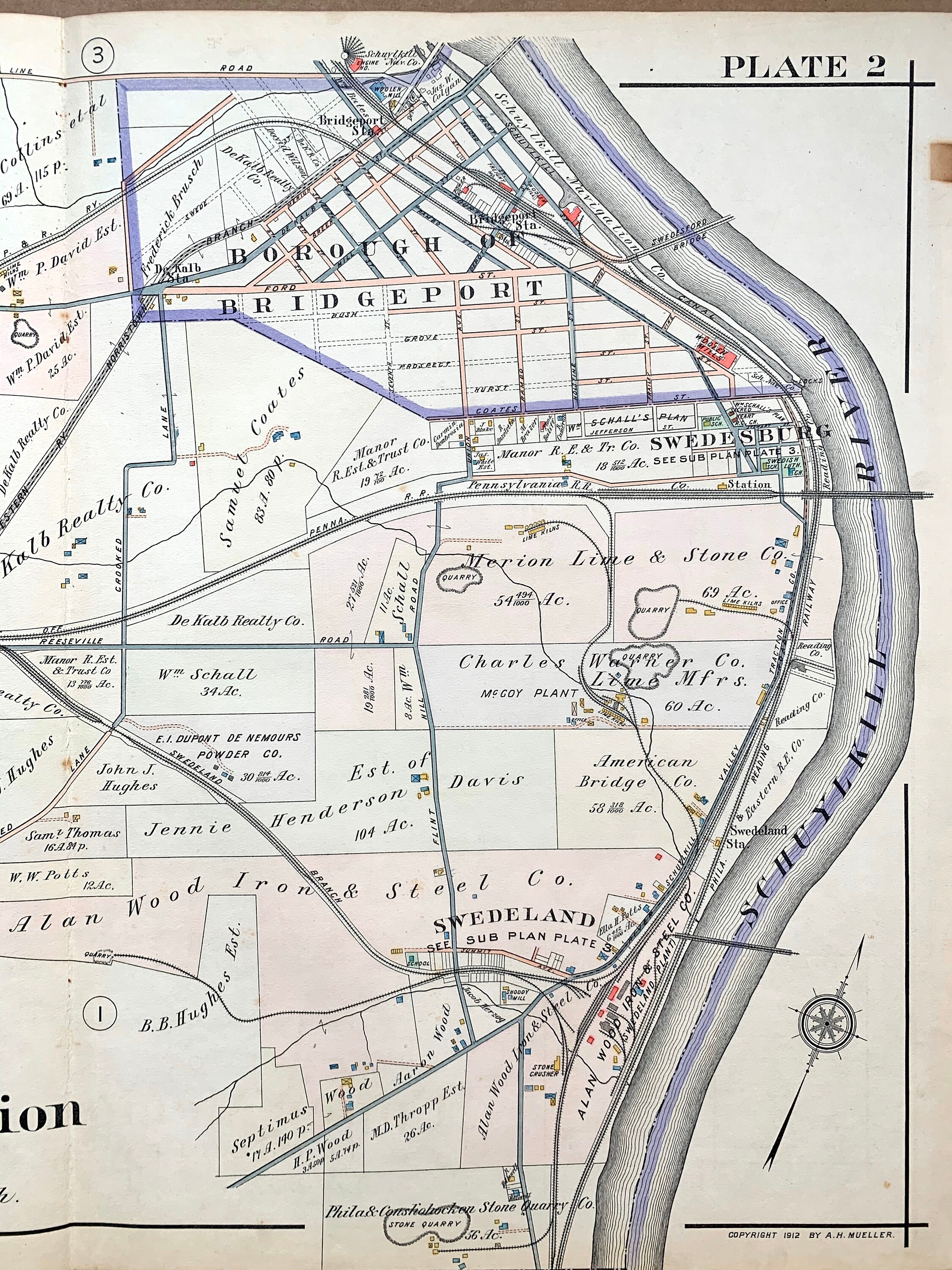 Upper Merion Township map, Original 1912 Pennsylvania Main Line ...