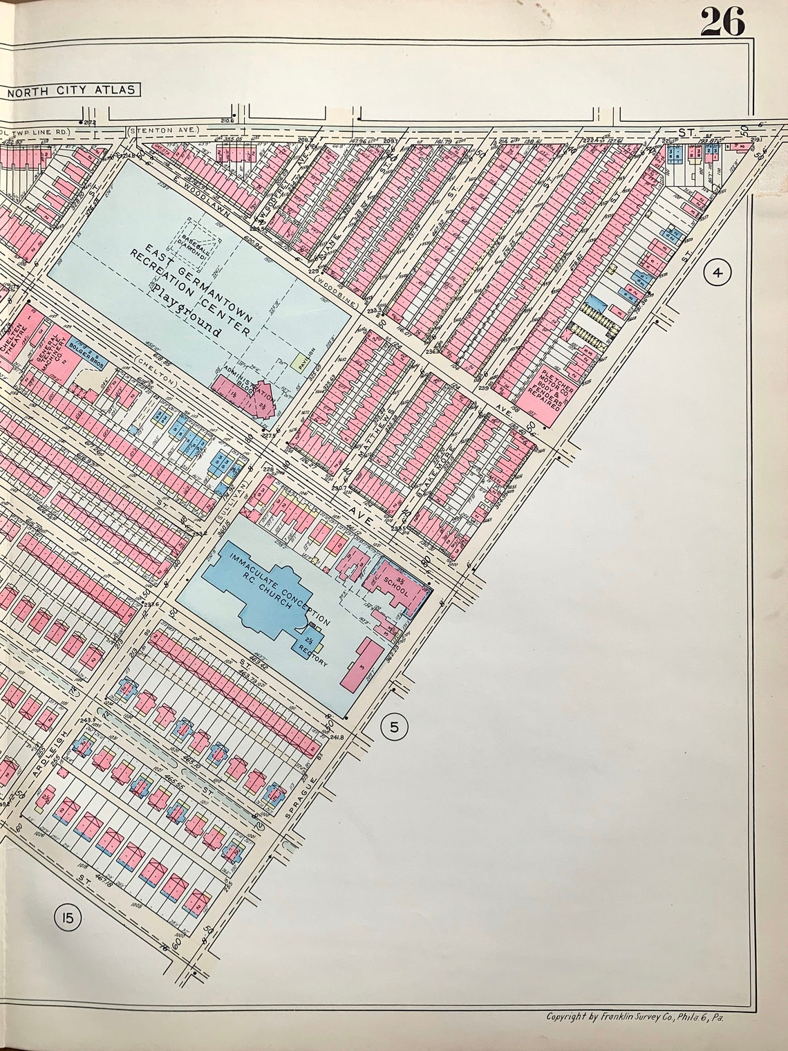 Germantown map Original 1955 City of Pennsylvania atlas map | Etsy
