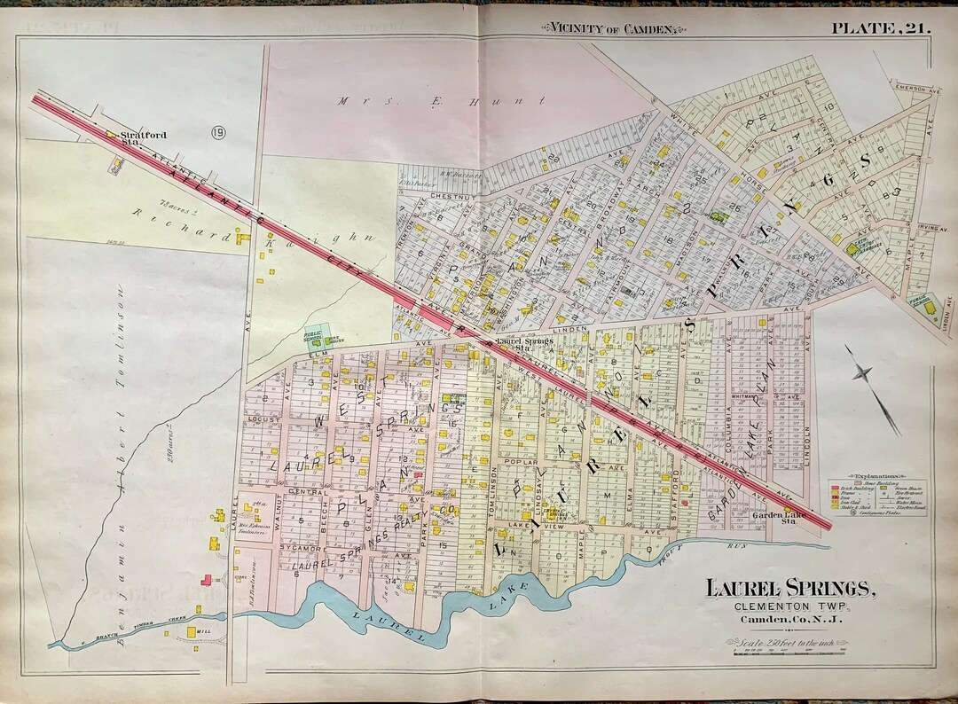 Laurel Springs Map, Original 1907 Camden and Vicinity Atlas, Lindenwold ...