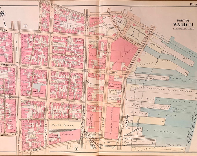 Northern Liberties Map, Original 1907 City of Philadelphia Atlas, Hand ...