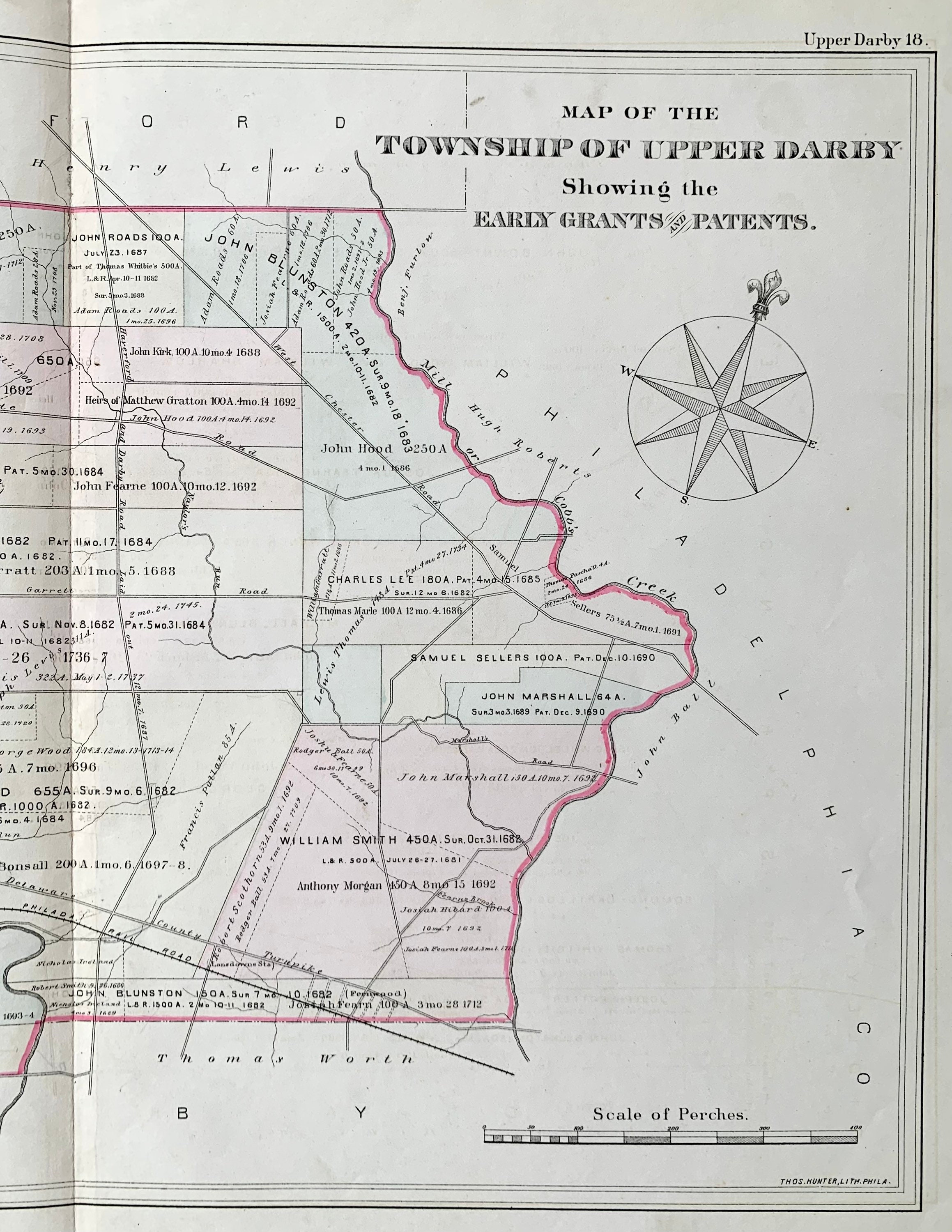 Upper Darby Township Map Original 1880 Delaware County Atlas - Etsy