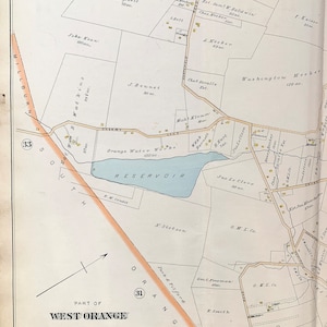 West Orange Map, Original 1890 Essex County Atlas, South Mountain ...