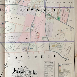 Devon Map, Original 1913 Mainline Pennsylvania Railroad Atlas ...