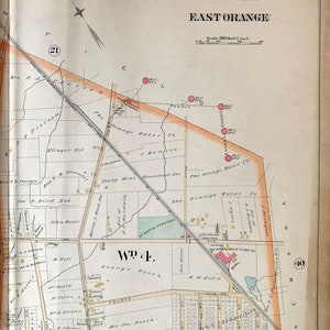 East Orange Map, Original 1890 Essex County Atlas, New Jersey, Ampere ...