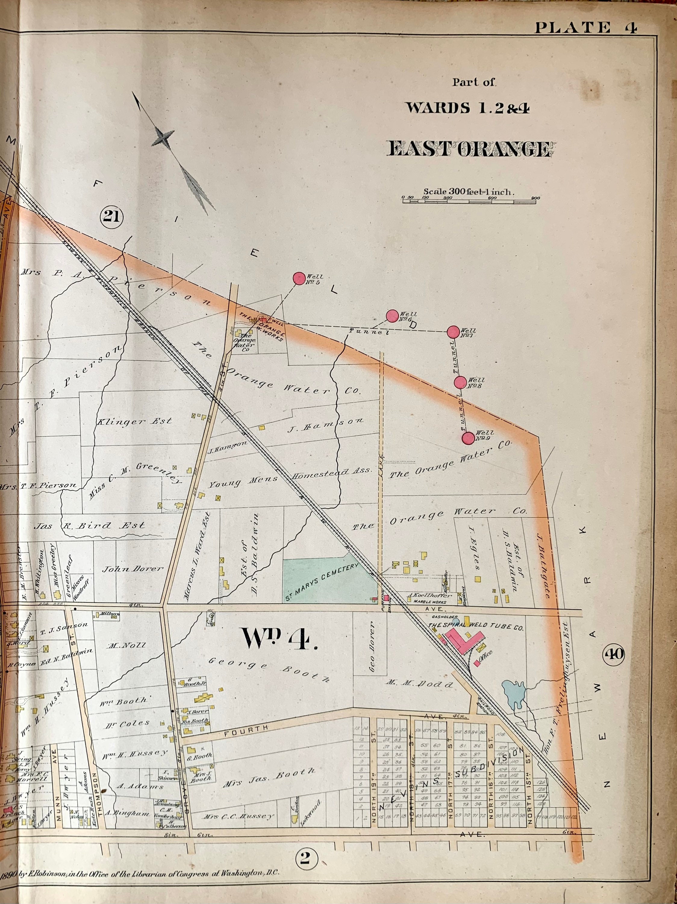 East Orange Map, Original 1890 Essex County Atlas, New Jersey, Ampere ...