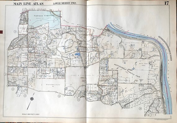 West Conshohocken map Lower Merion Township Gladwyne | Etsy