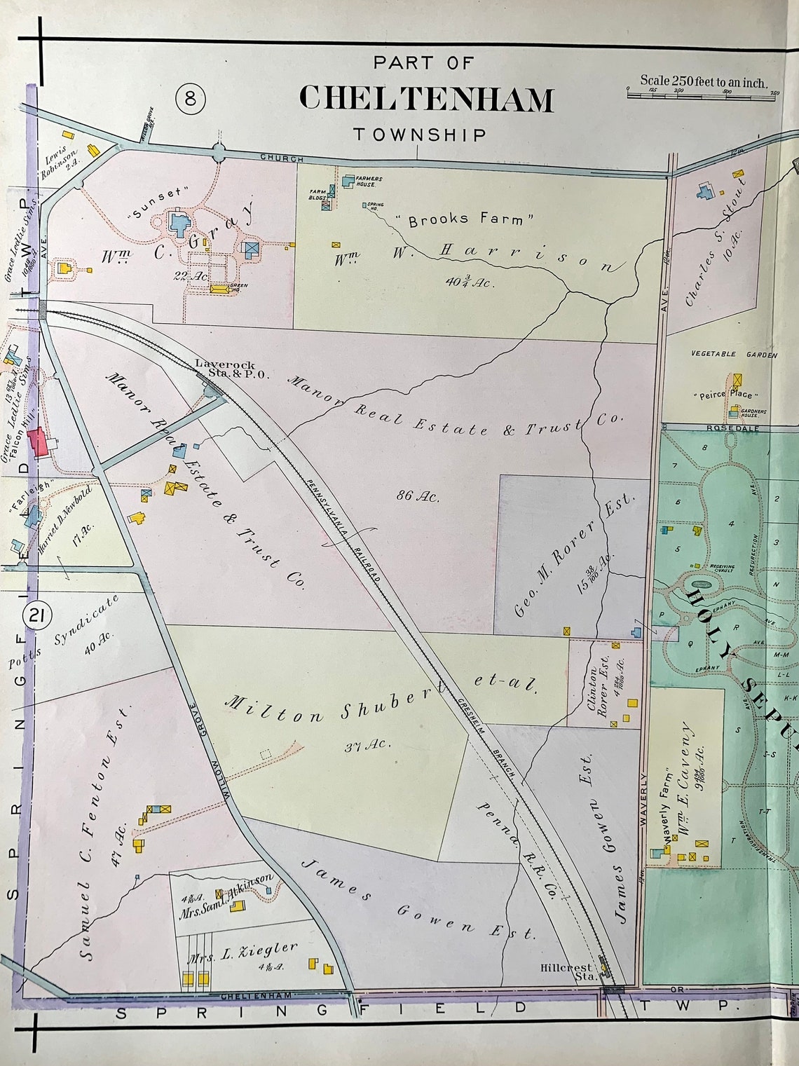 Cheltenham Map Original 1909 North Penn Atlas Wyncote | Etsy