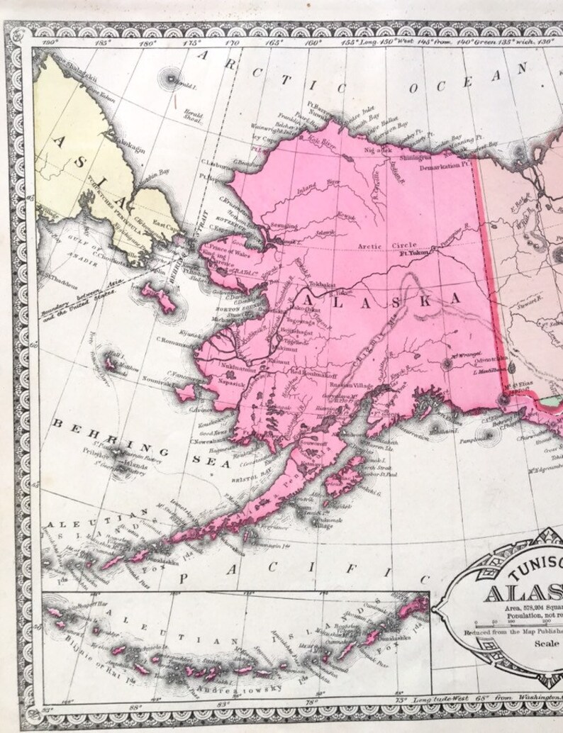 Map of Alaska, Original 1888 Atlas Map, Tunisons Atlas - Etsy
