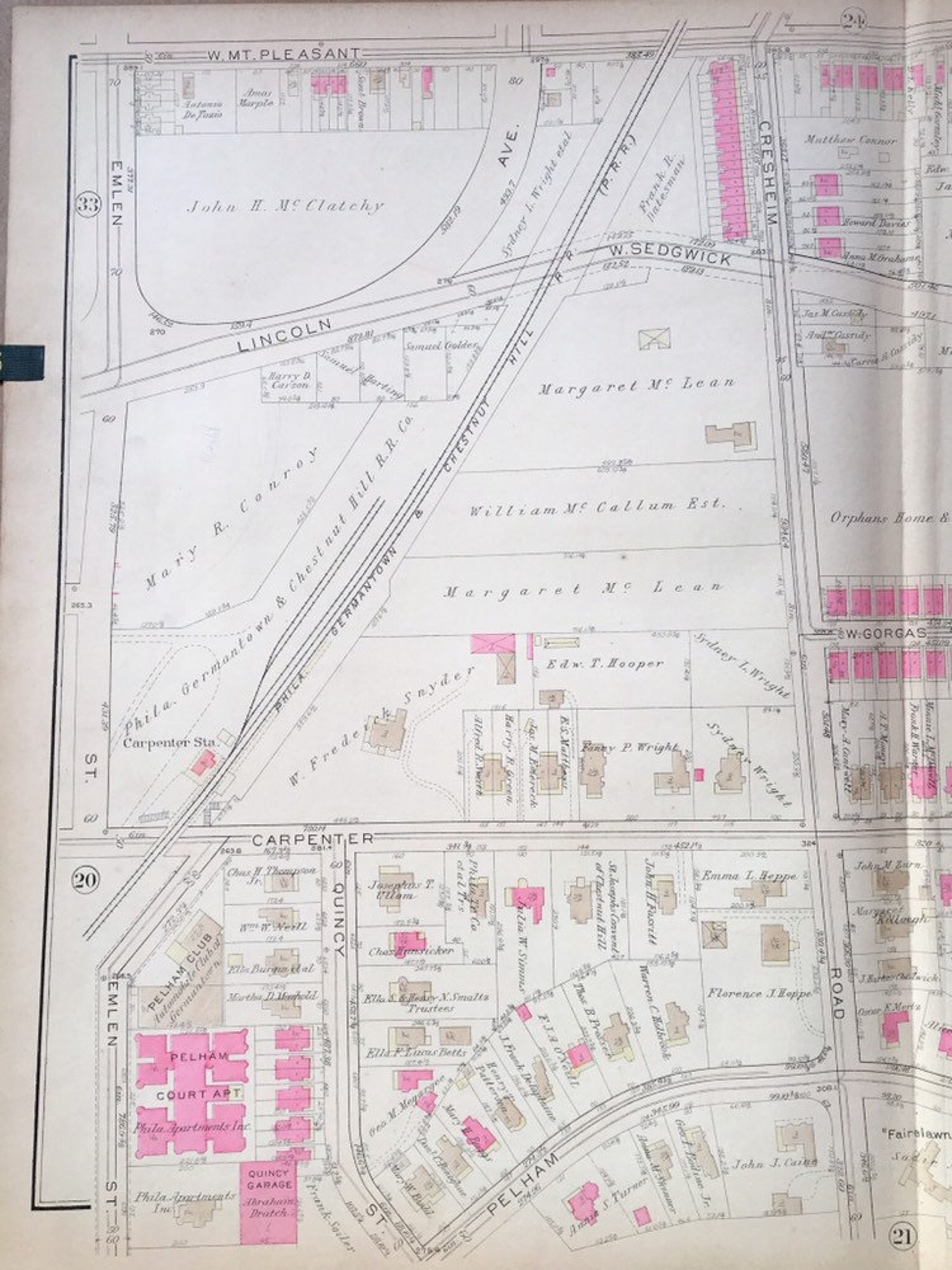 Mount Airy Map, 1923 City of Philadelphia Atlas Map, Original Hand ...