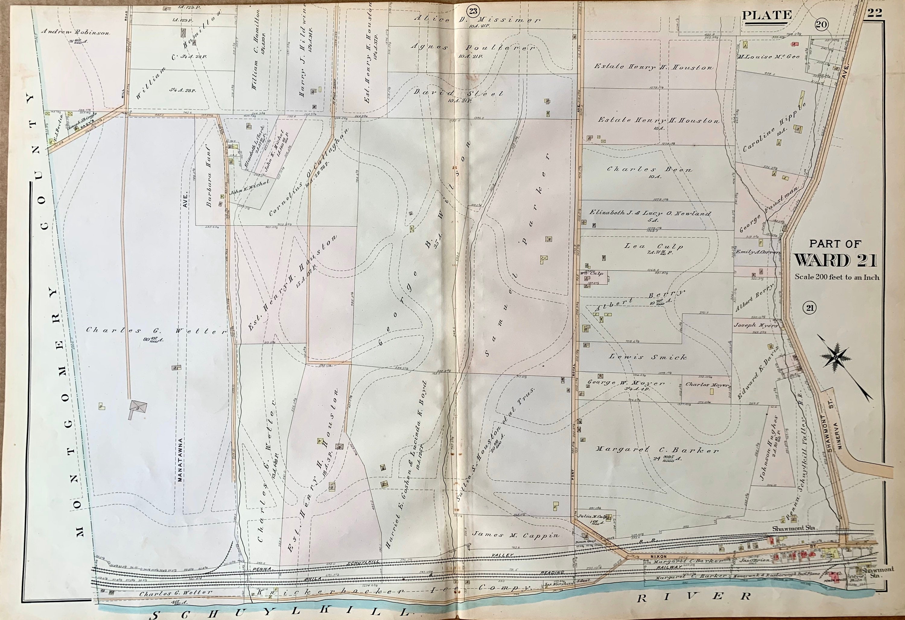 Roxborough Map, Original 1911 City of Philadelphia Atlas, Shawmont Map ...