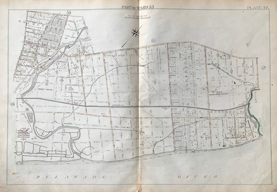 Holmesburg Map Torresdale Map Original 1895 City of | Etsy