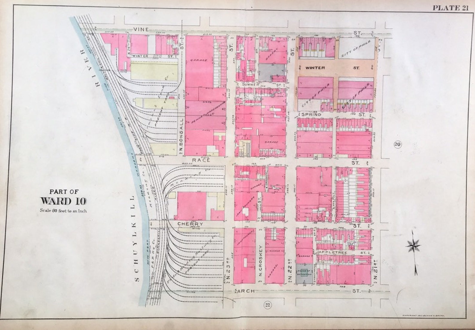 Center City Map, Penn Center, Original 1927 Philadelphia Atlas Map ...