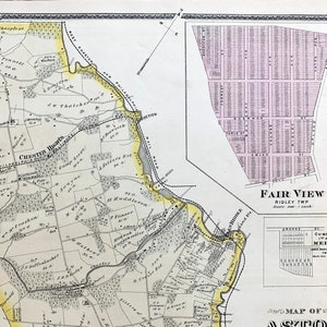Aston Township Map Original 1875 Delaware County Pennsylvania | Etsy