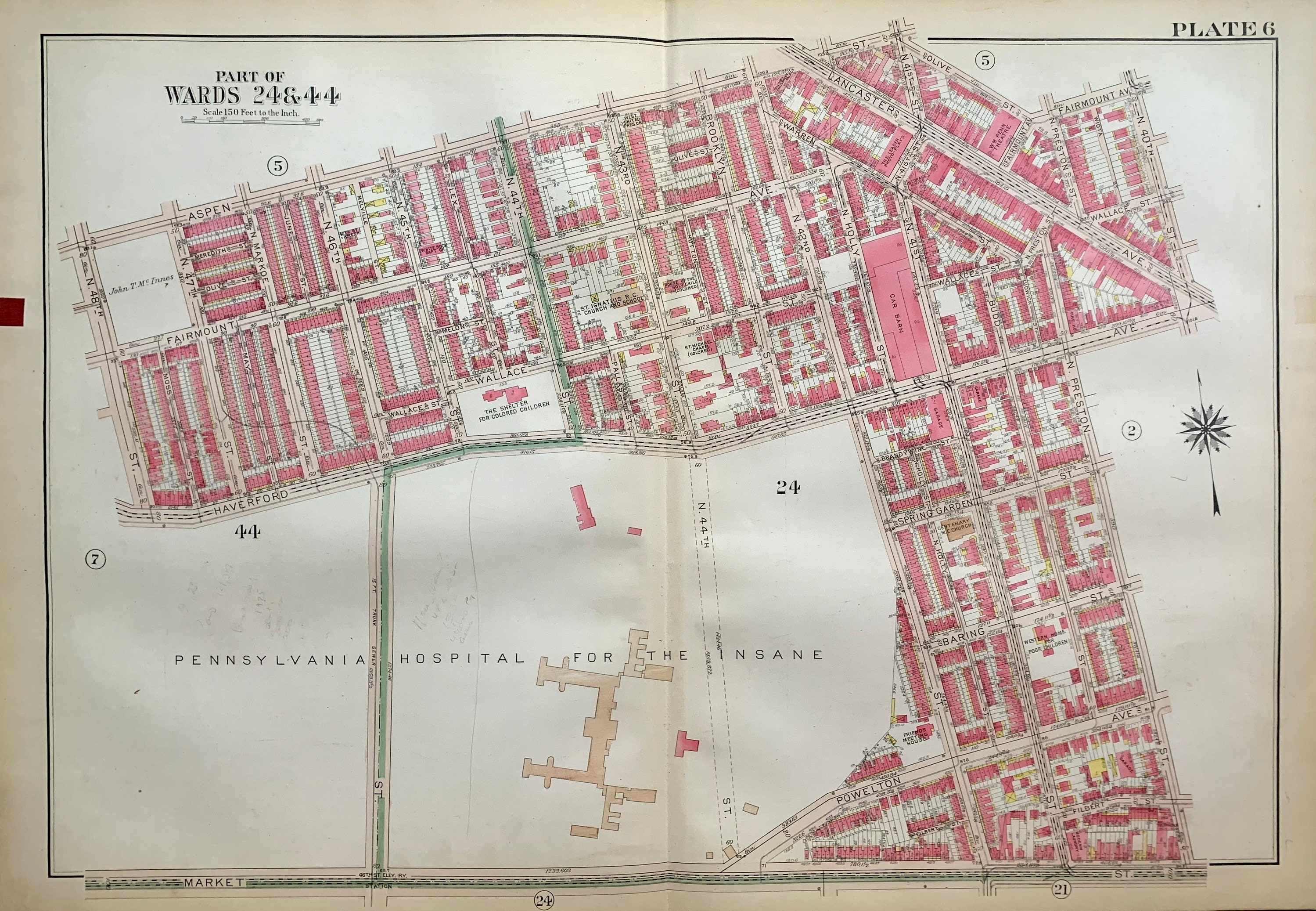 West Powelton Map, Original 1926 West Philadelphia Atlas, Mantua ...
