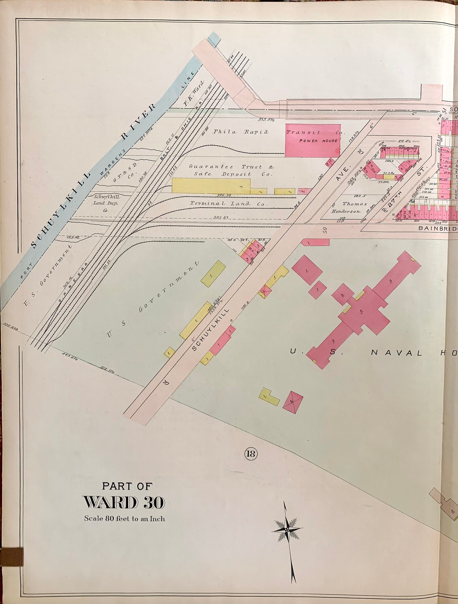 Fitler Square Map, Naval Station, Original 1905 South Philadelphia ...