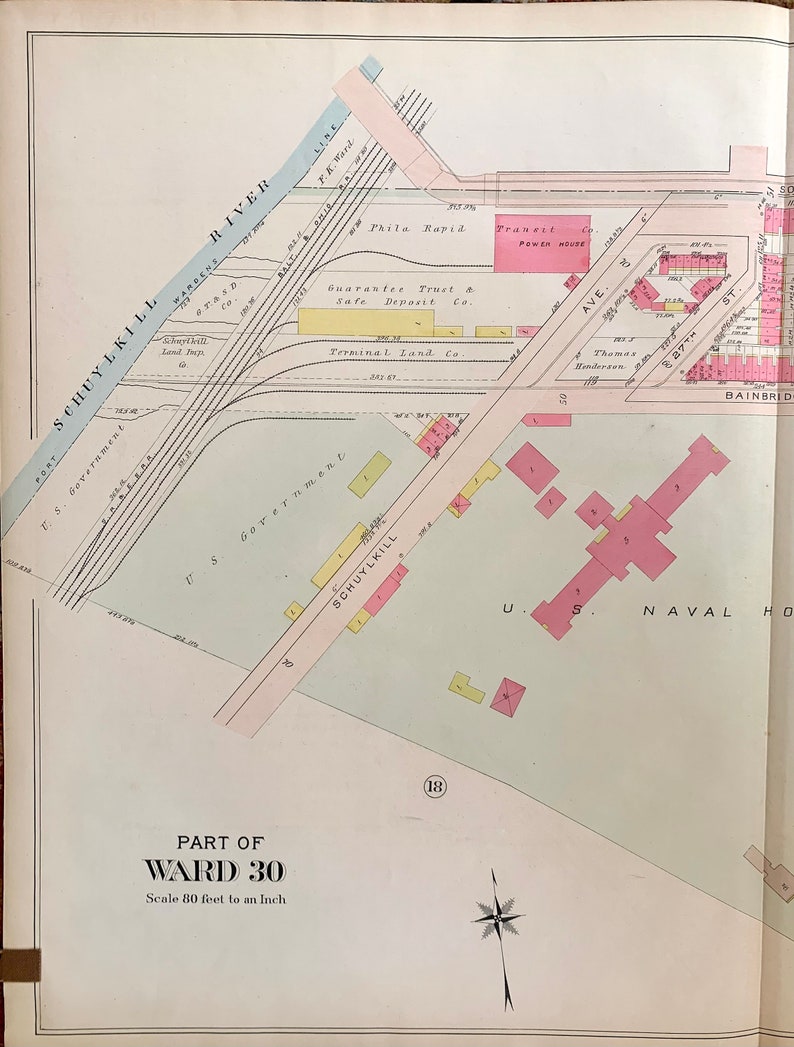 Fitler Square Map Naval Station Original 1905 South - Etsy