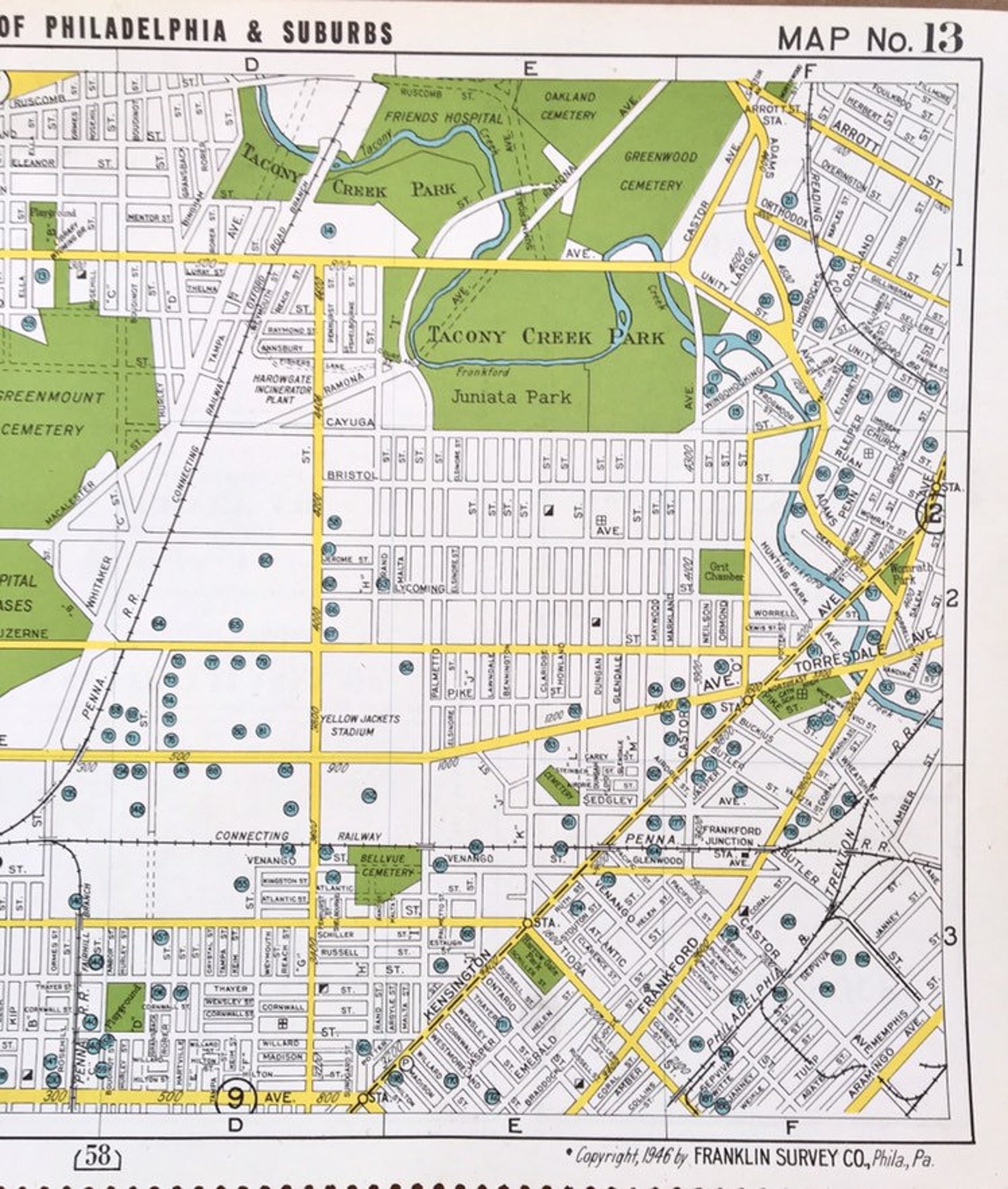 Philadelphia Atlas Map, Original 1946, Juniata Park, Hunting Park - Etsy