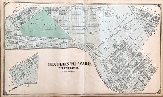 Bloomfield map Original 1872 Pittsburgh Atlas Iron City | Etsy