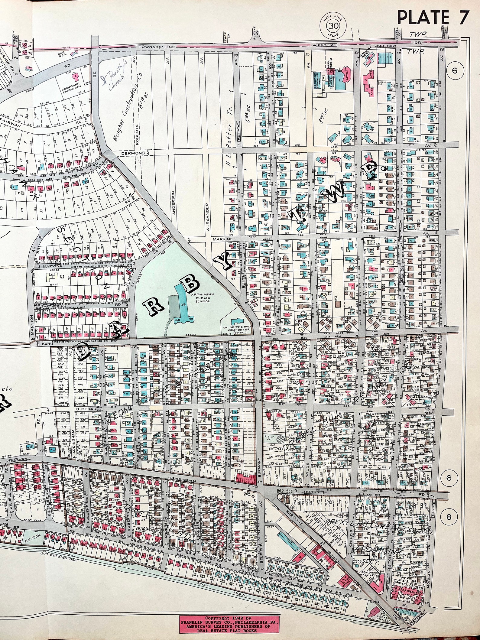 Drexel Hill Map, Original 1942 Upper Darby Atlas, Aronimink - Etsy