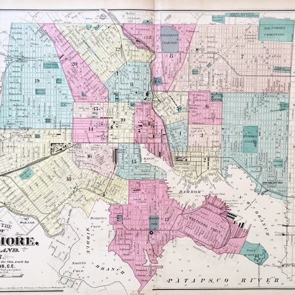 Baltimore Harbor Map - Etsy
