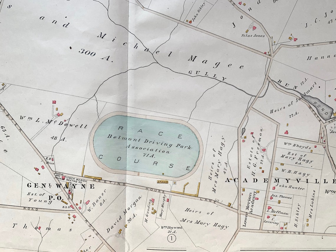 Narberth Map Original 1881 Bryn Mawr Atlas Belmont Driving - Etsy