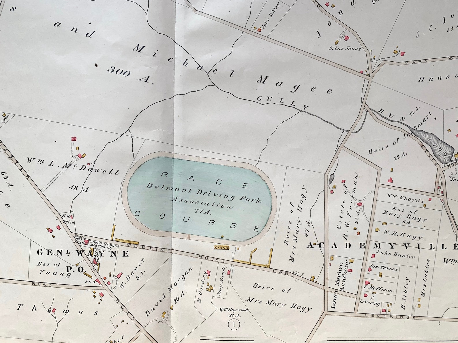 Narberth Map Original 1881 Bryn Mawr Atlas Belmont Driving - Etsy