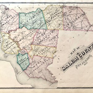 Salem County Map, Original 1876 New Jersey Atlas, Pittsgrove ...