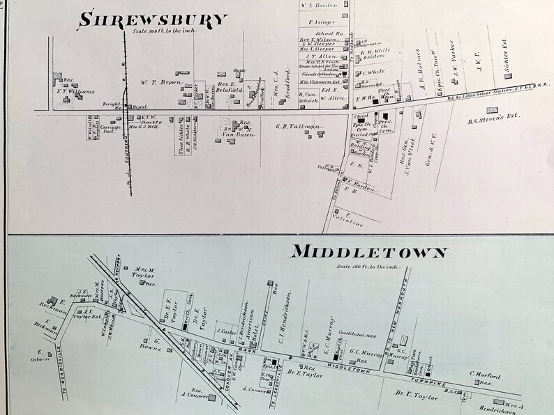 Shrewsbury Map Original 1878 New Jersey Atlas Middletown New - Etsy