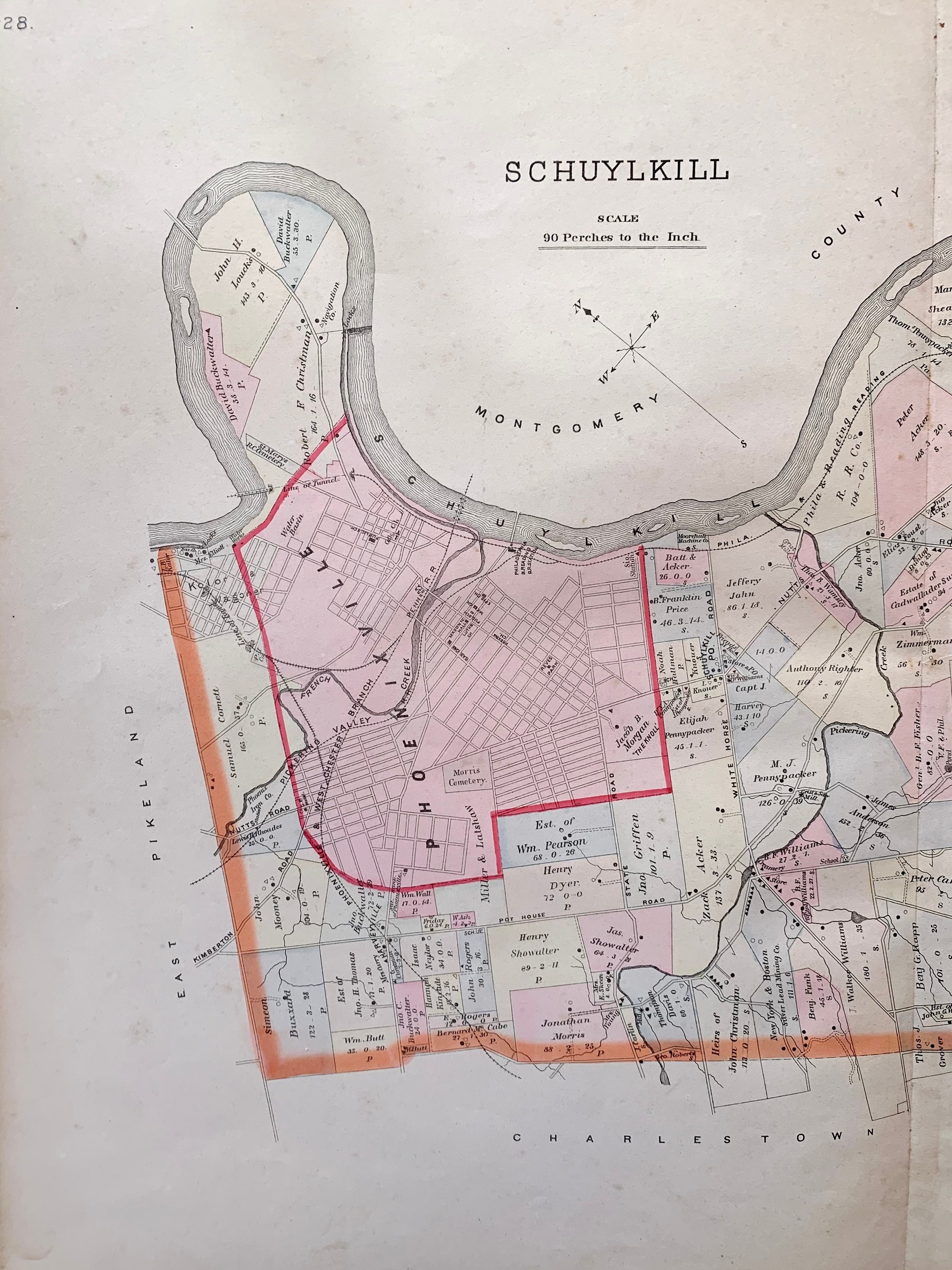 Schuylkill Township Map, Original 1883 Chester County Atlas ...
