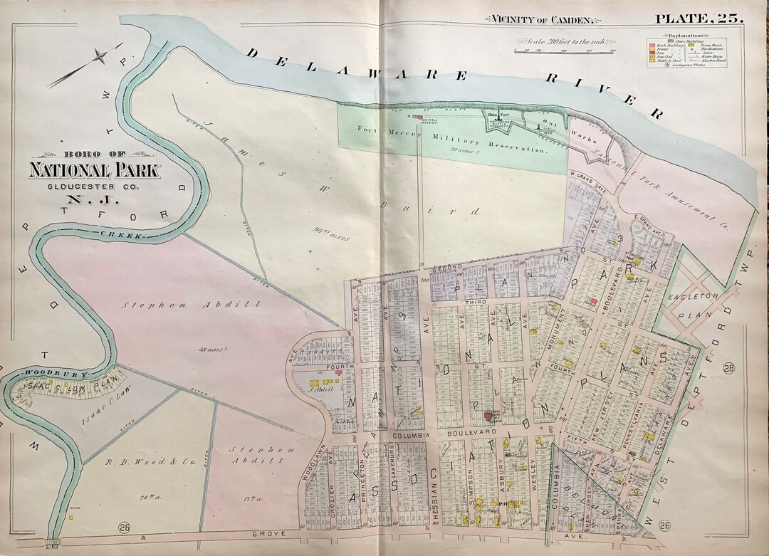 National Park New Jersey Map, Original 1907 Camden and Vicinity Atlas ...