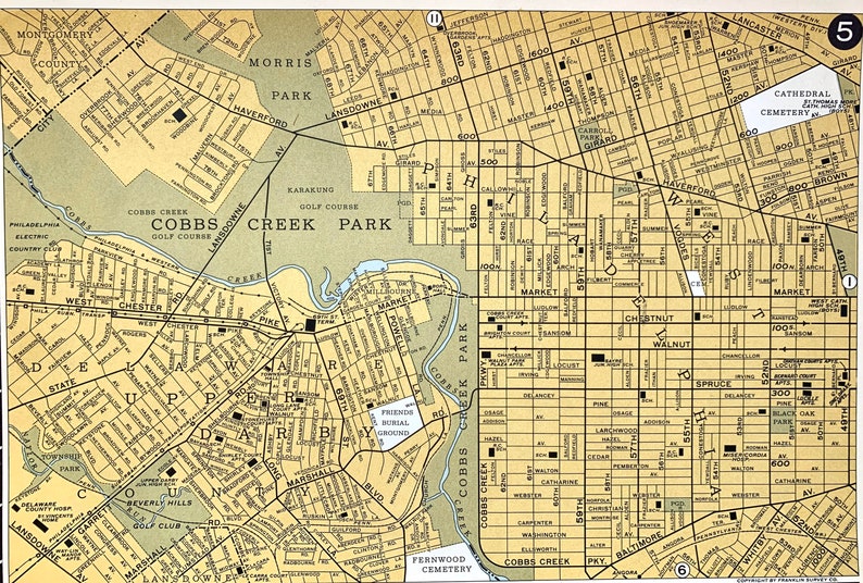 West Philadelphia Map Upper Darby Map Original 1936 City of - Etsy