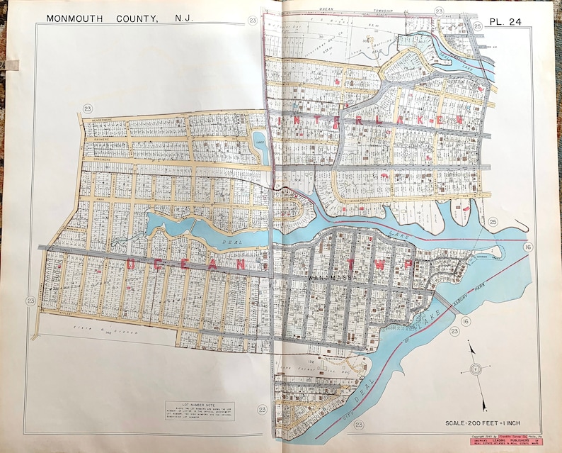 Ocean Township Map Original 1941 Monmouth County Atlas - Etsy