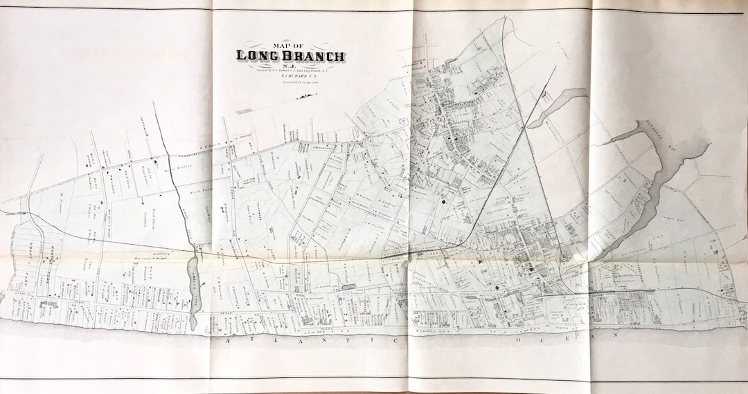 Long Branch Map, Original 1878 New Jersey Shore Atlas, Monmouth County ...