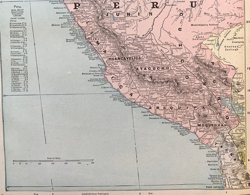 Peru Map Original 1895 Crams Atlas Map Lima Machu Picchu - Etsy Peru Map Original 1895 Crams Atlas Map Lima Machu Picchu - Etsy
