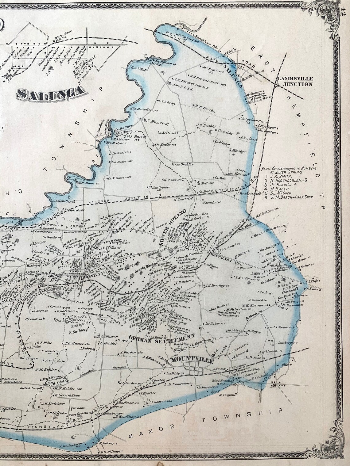 West Hempfield Township Map Original 1875 Lancaster County | Etsy