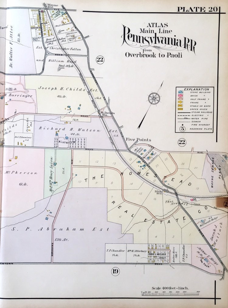 Wayne Map, Original 1908 Mainline Atlas, St David, Radnor - Etsy