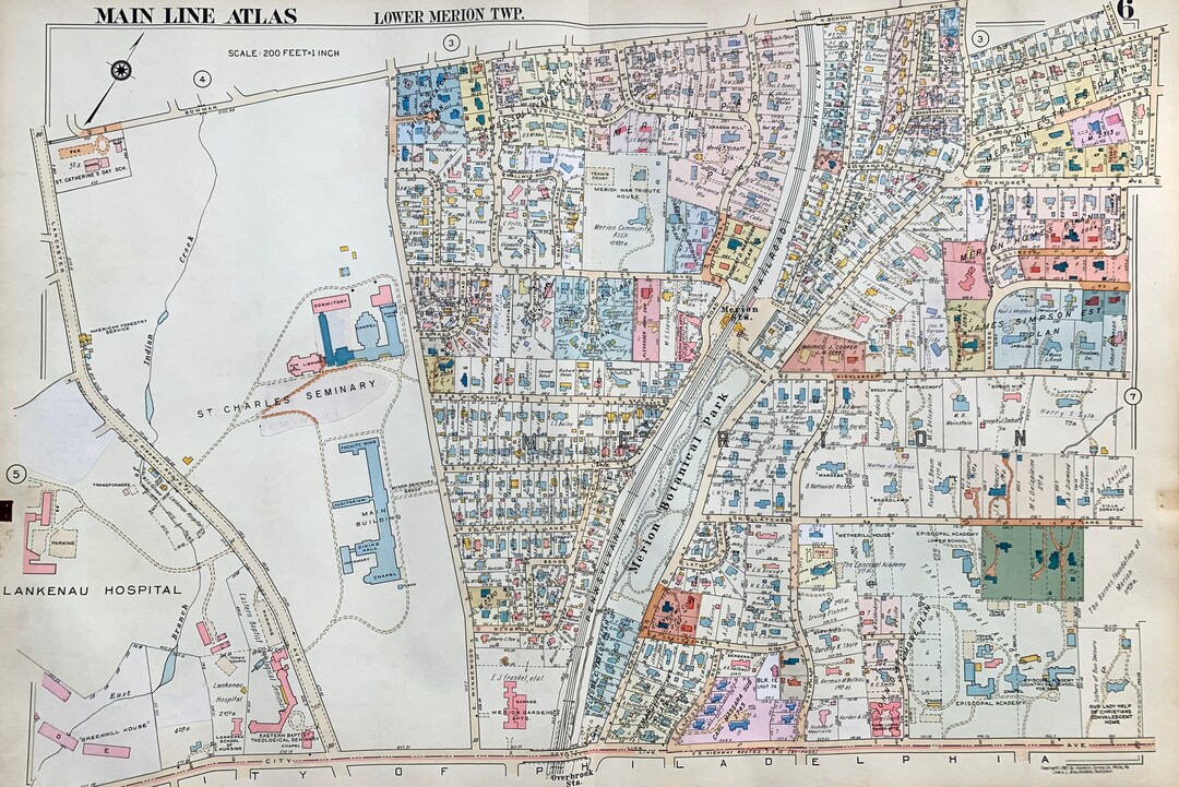 Merion Map, Merion Station Map, Original 1961 Main Line Pennsylvania ...