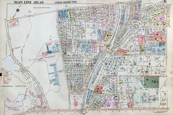 Merion Map Merion Station Map Original 1961 Main Line | Etsy