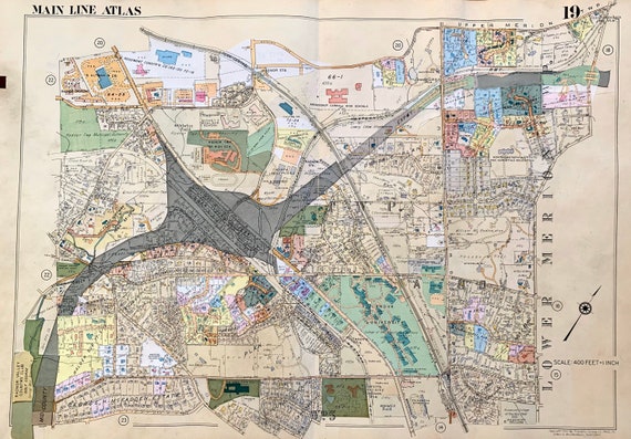 Villanova University Map Original Main Line Pennsylvania | Etsy