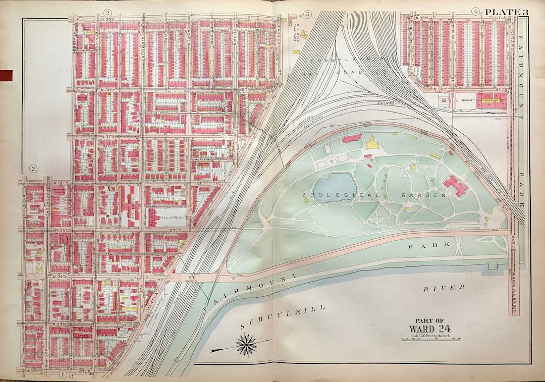 Philadelphia Zoo Map, Original 1926 West Philadelphia Atlas, Belmont - Etsy