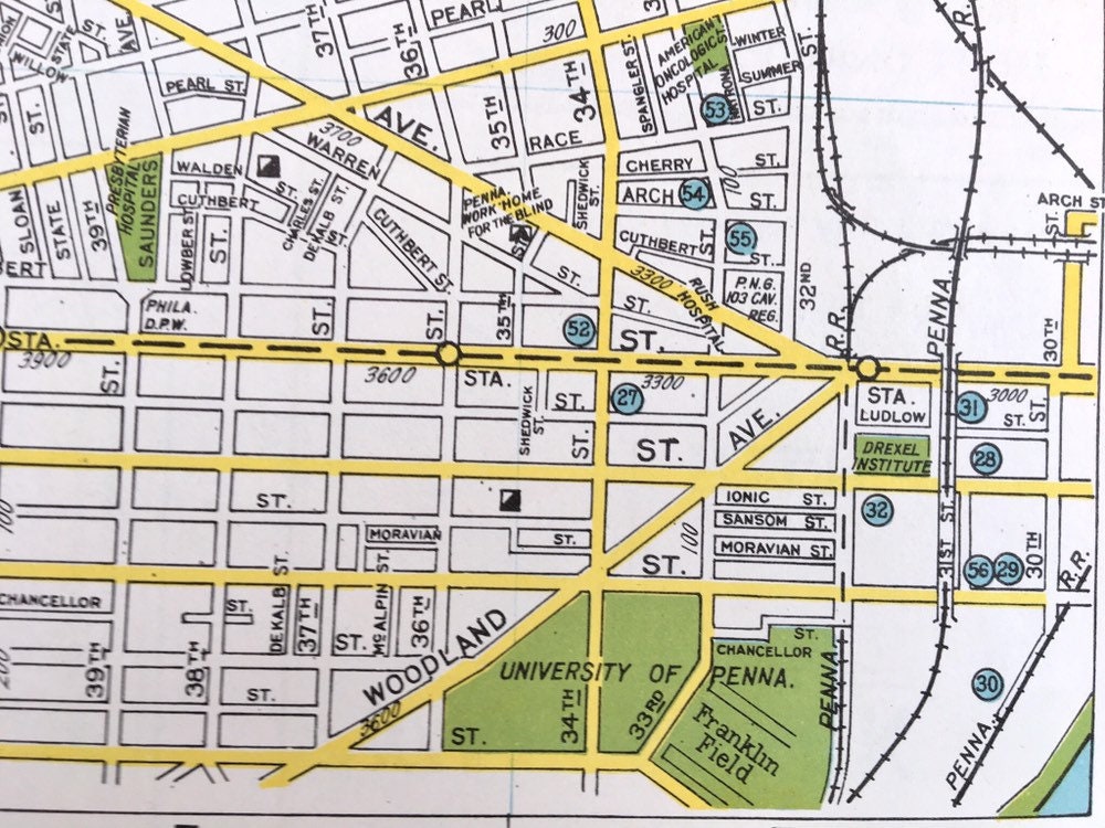 West Philadelphia Map Original 1946 Franklins Atlas - Etsy