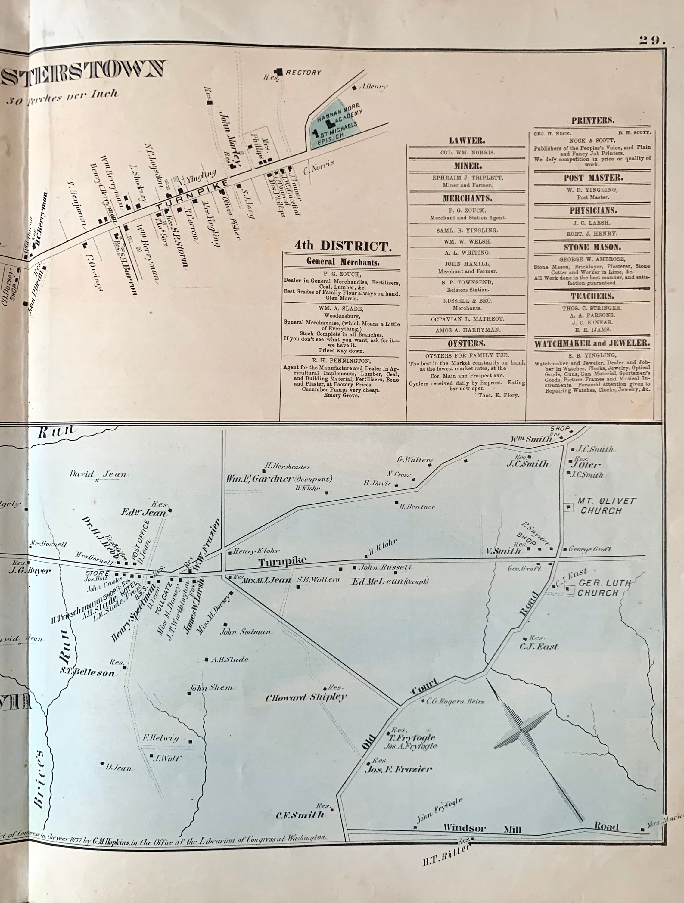 Randallstown Map, Reisterstown Map, Original 1877 Baltimore County ...
