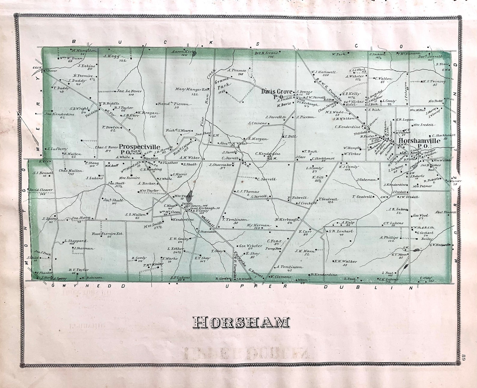 Horsham Map Original 1877 Montgomery County Atlas - Etsy